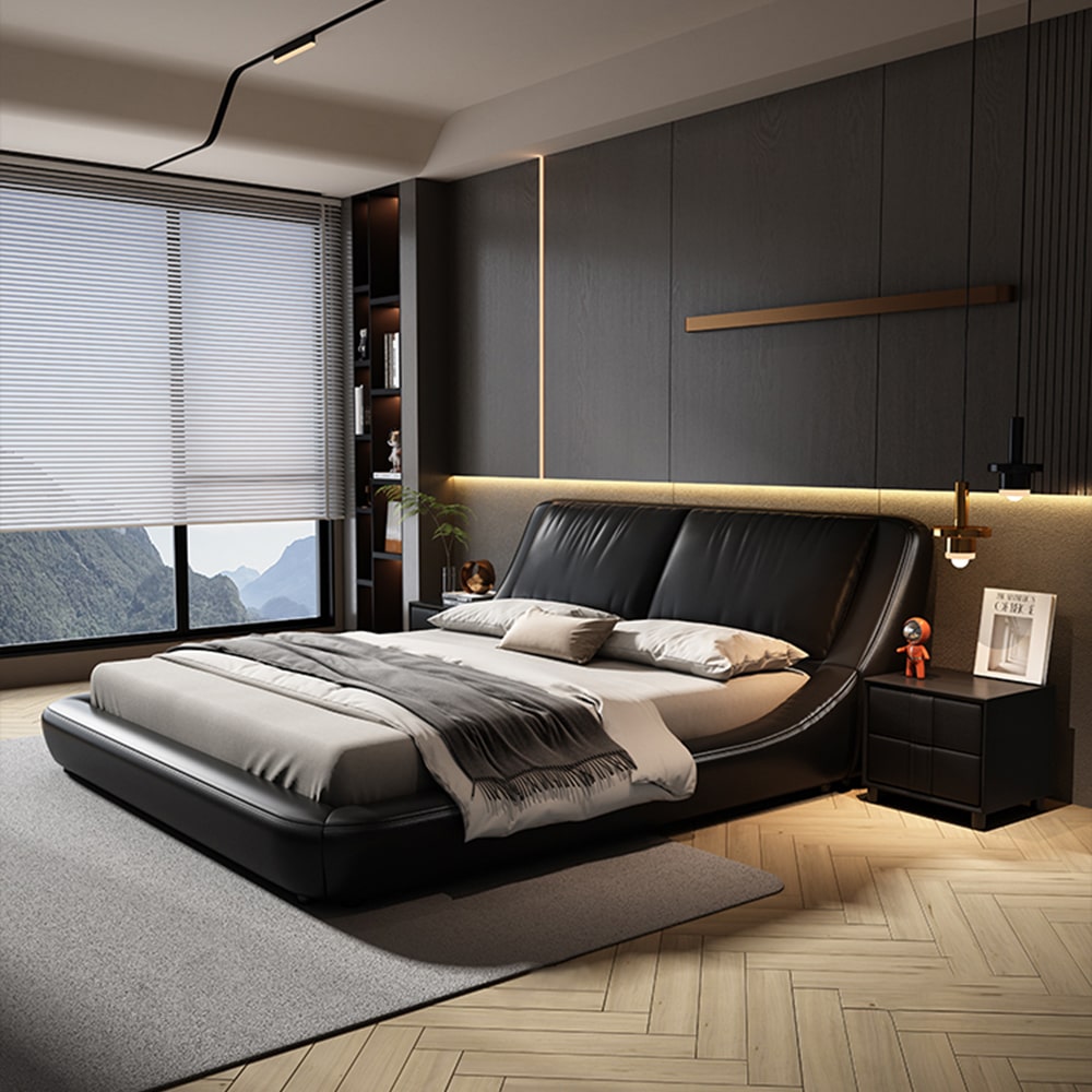 Calais Microfiber Leather Thick Headboard Luxury Bed Frame– CASASPACE