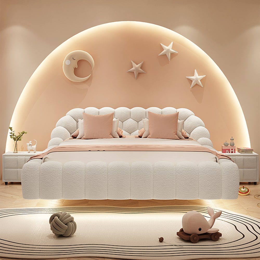 Lora Boucle Bubble Headboard Floating Bed Frame– CASASPACE