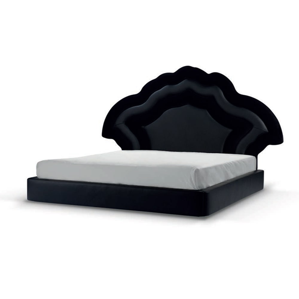 Acosta Microfiber Leather Shaped Headboard Luxury Bed Frame– CASASPACE