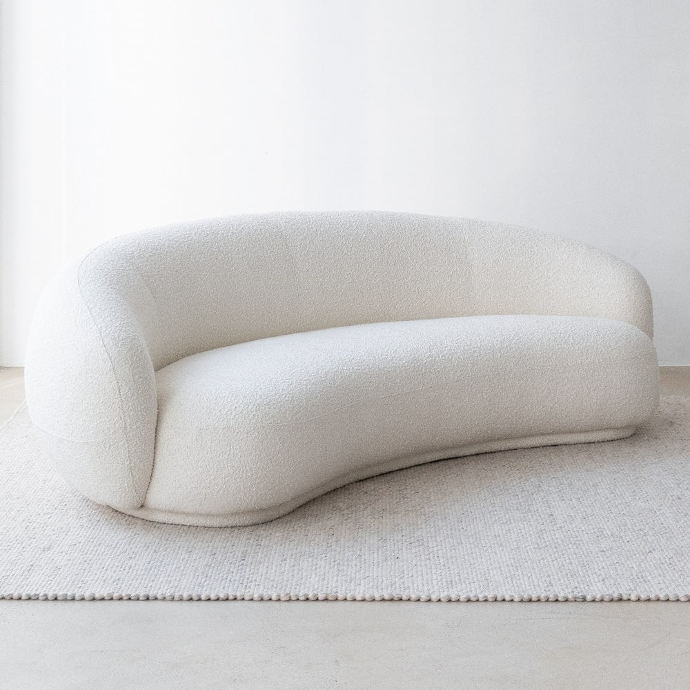 Adam Velvet/Boucle Round Shaped Sofa 3-Seater Curved Sofa– CASASPACE