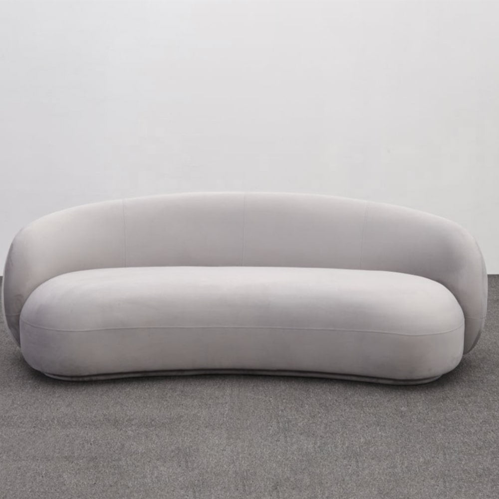Adam Velvet/Boucle Round Shaped Sofa 3-Seater Curved Sofa– CASASPACE
