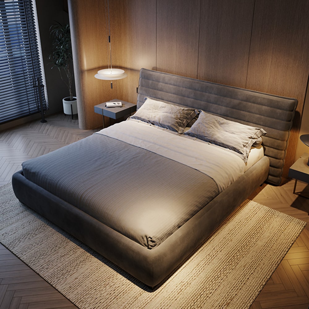 Addison Suede Fabric Modern Simple Bed Frame– CASASPACE