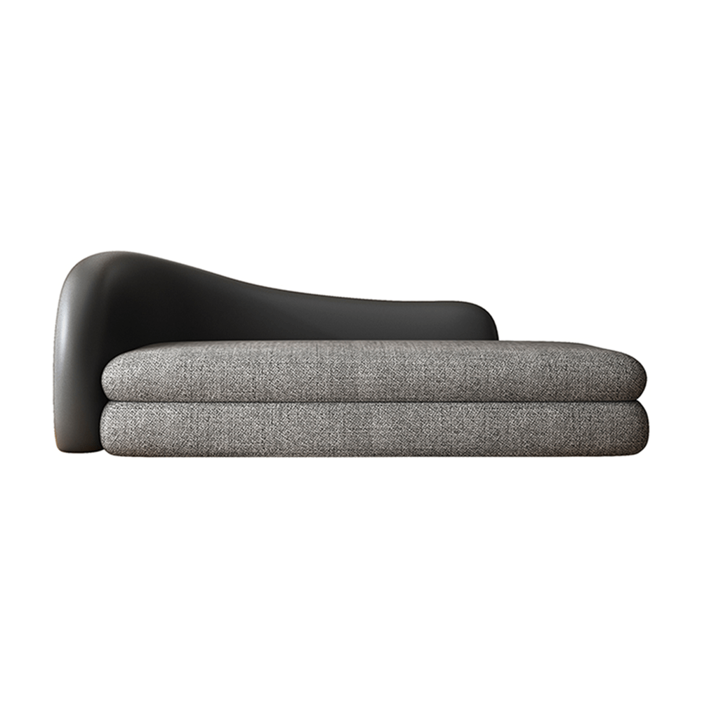 Alisa Modern Shaped Arm Sofa Microfiber Leather+Linen Fabric 3-Seater ...