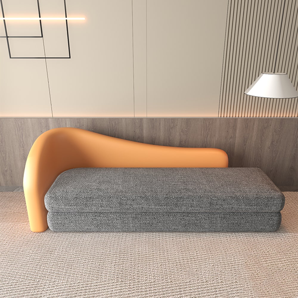 Alisa Modern Shaped Arm Sofa Microfiber Leather+Linen Fabric 3-Seater ...
