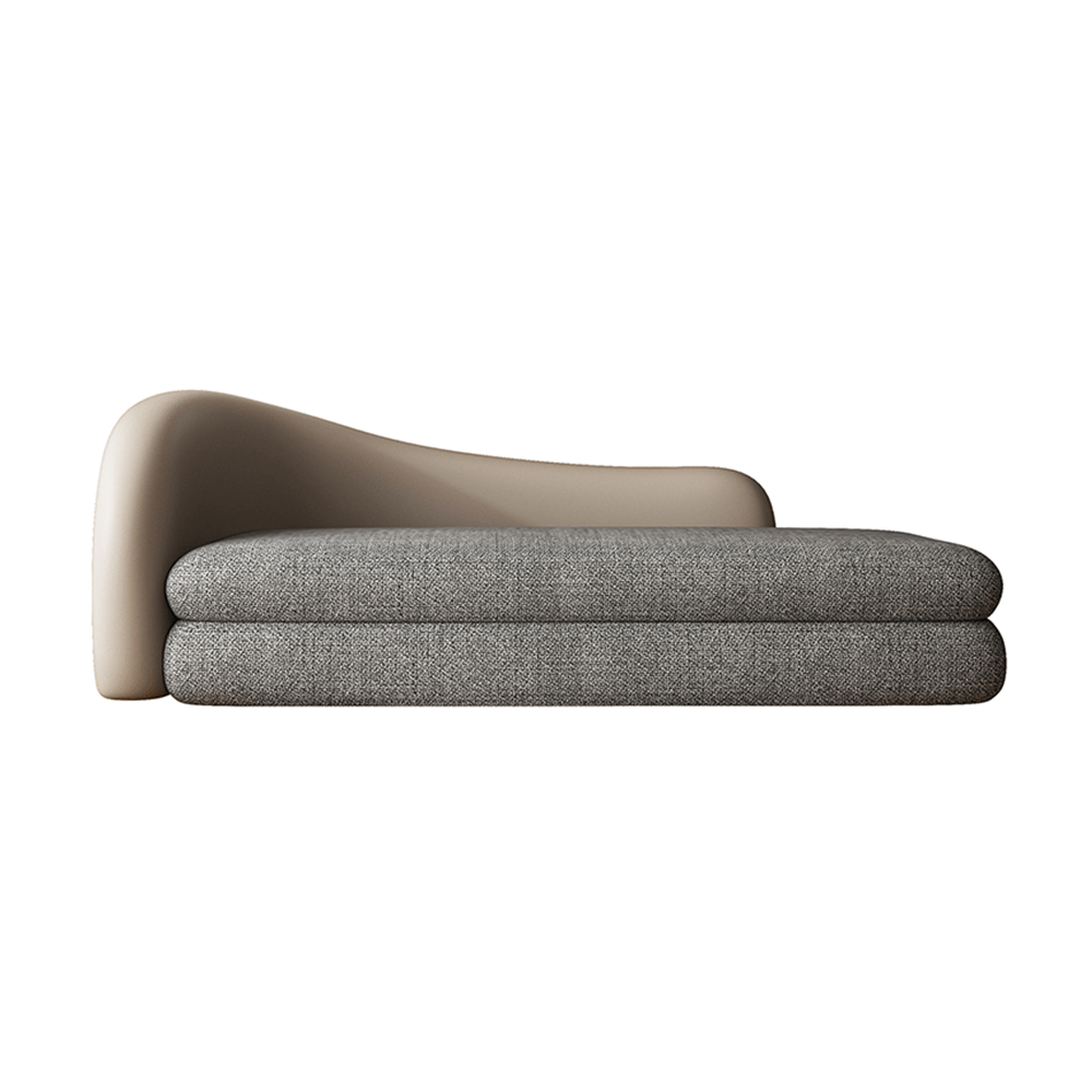 Alisa Modern Shaped Arm Sofa Microfiber Leather+Linen Fabric 3-Seater ...