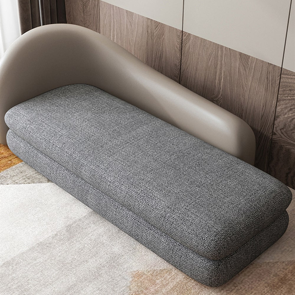 Alisa Modern Shaped Arm Sofa Microfiber Leather+Linen Fabric 3-Seater ...