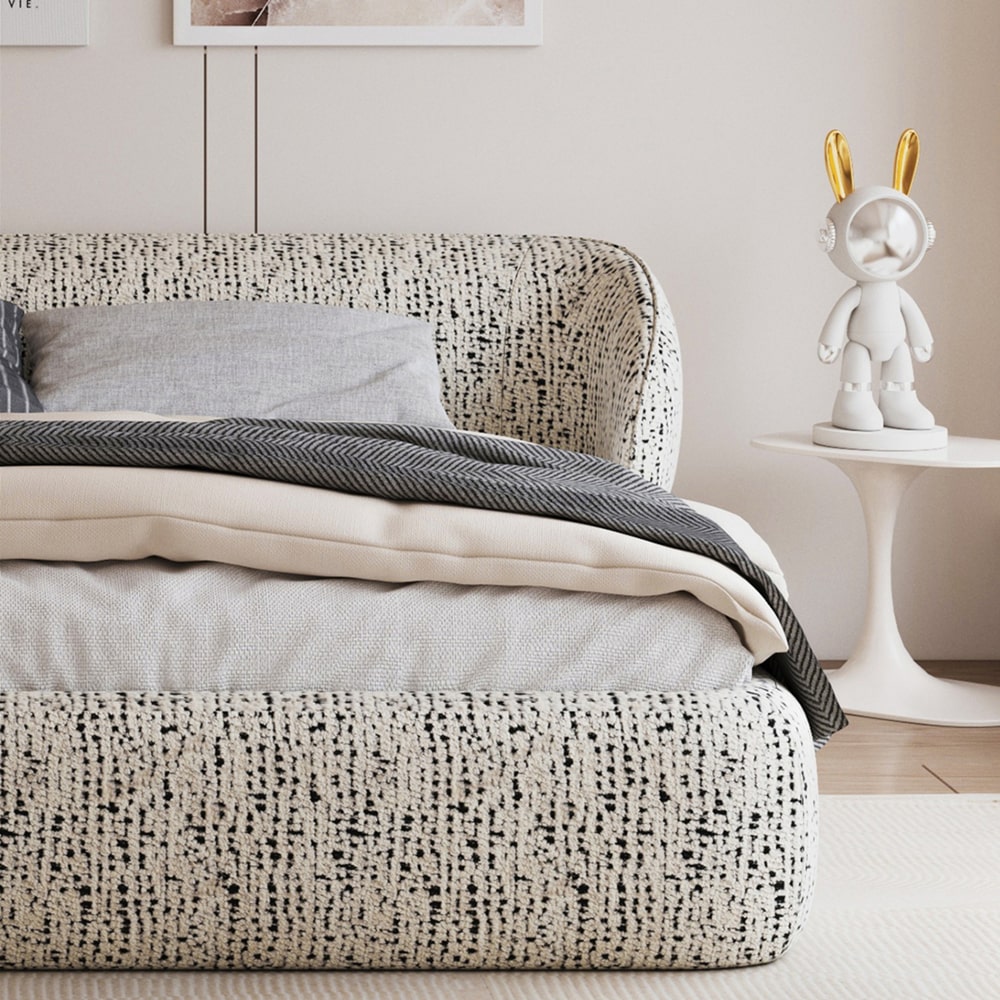 Aliyah Boucle Modern Upholstered Low Headboard Bed Frame– CASASPACE