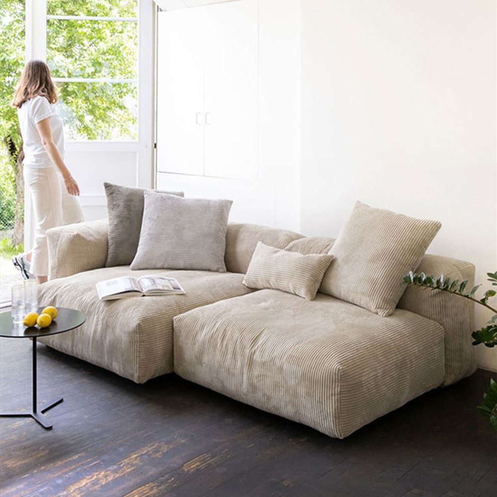 Amaris Corduroy Modern Simple Sofa Cube Modular Sectional Couch– CASASPACE