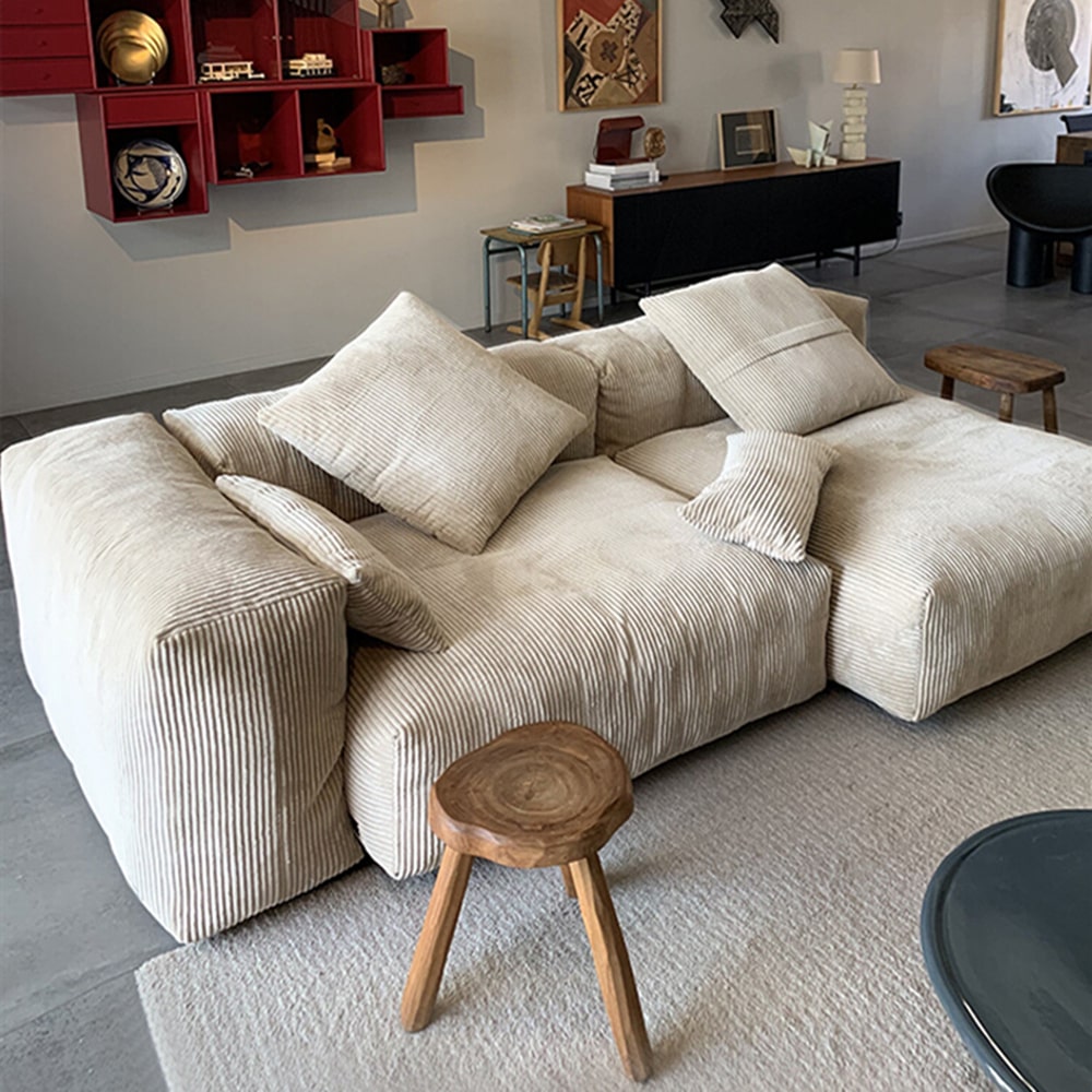 Amaris Corduroy Modern Simple Sofa Cube Modular Sectional Couch– CASASPACE