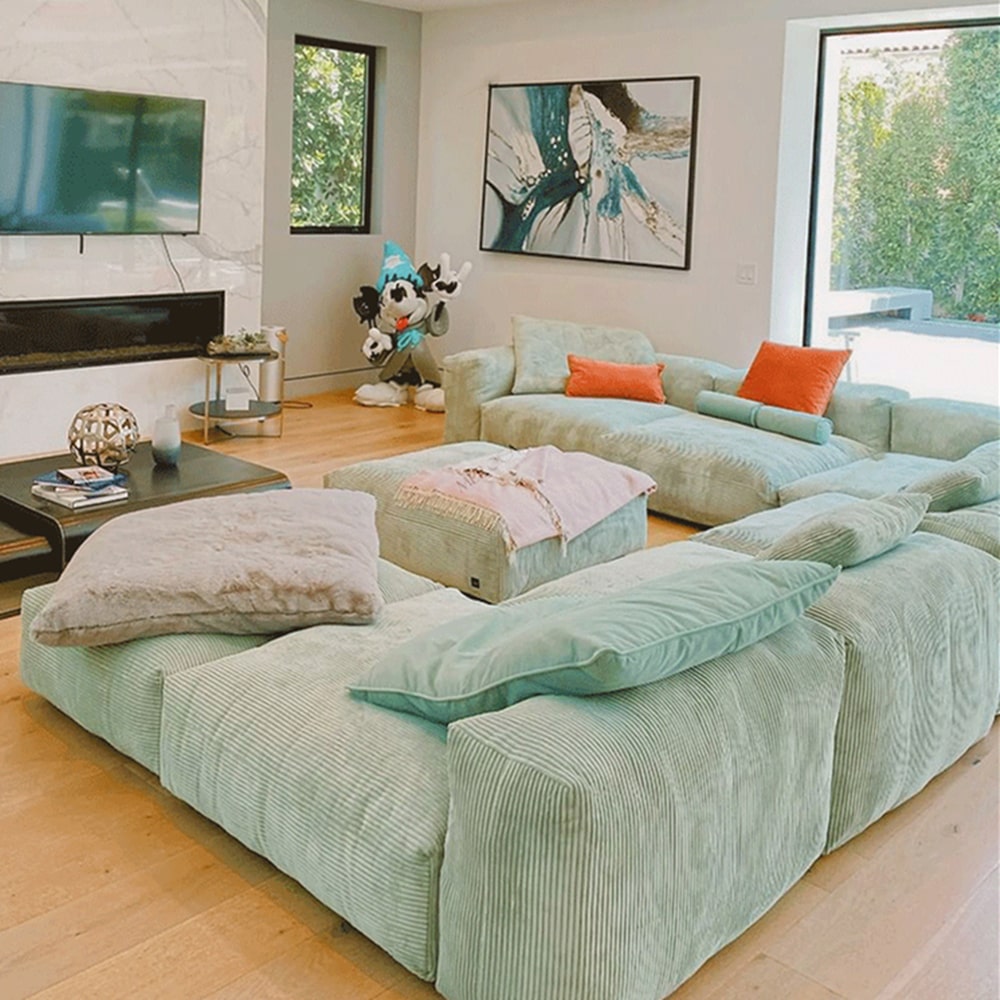 Amaris Corduroy Modern Simple Sofa Cube Modular Sectional Couch– CASASPACE