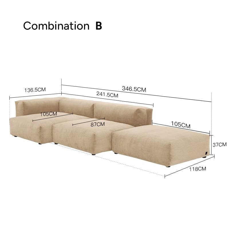 Amaris Corduroy Modern Simple Sofa Cube Modular Sectional Couch– CASASPACE