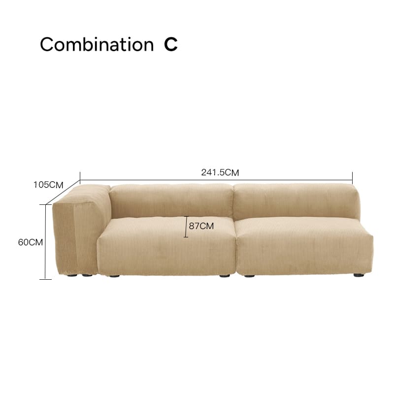 Amaris Corduroy Modern Simple Sofa Cube Modular Sectional Couch– CASASPACE