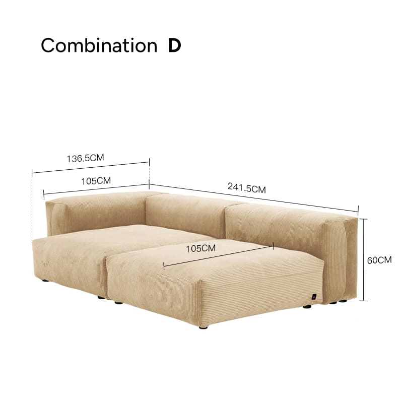 Amaris Corduroy Modern Simple Sofa Cube Modular Sectional Couch– CASASPACE