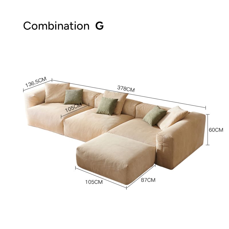 Amaris Corduroy Modern Simple Sofa Cube Modular Sectional Couch– CASASPACE