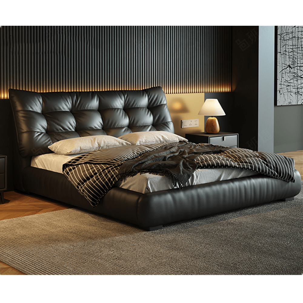 Aurum Microfiber Leather Upholstered Modern Bed Frame– CASASPACE