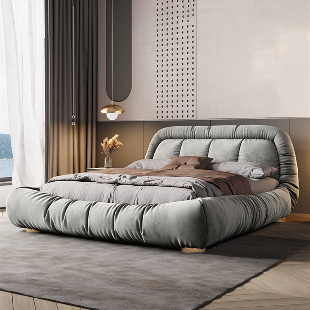 Bandit Suede Fabric Upholstered Modern Bed Frame– CASASPACE