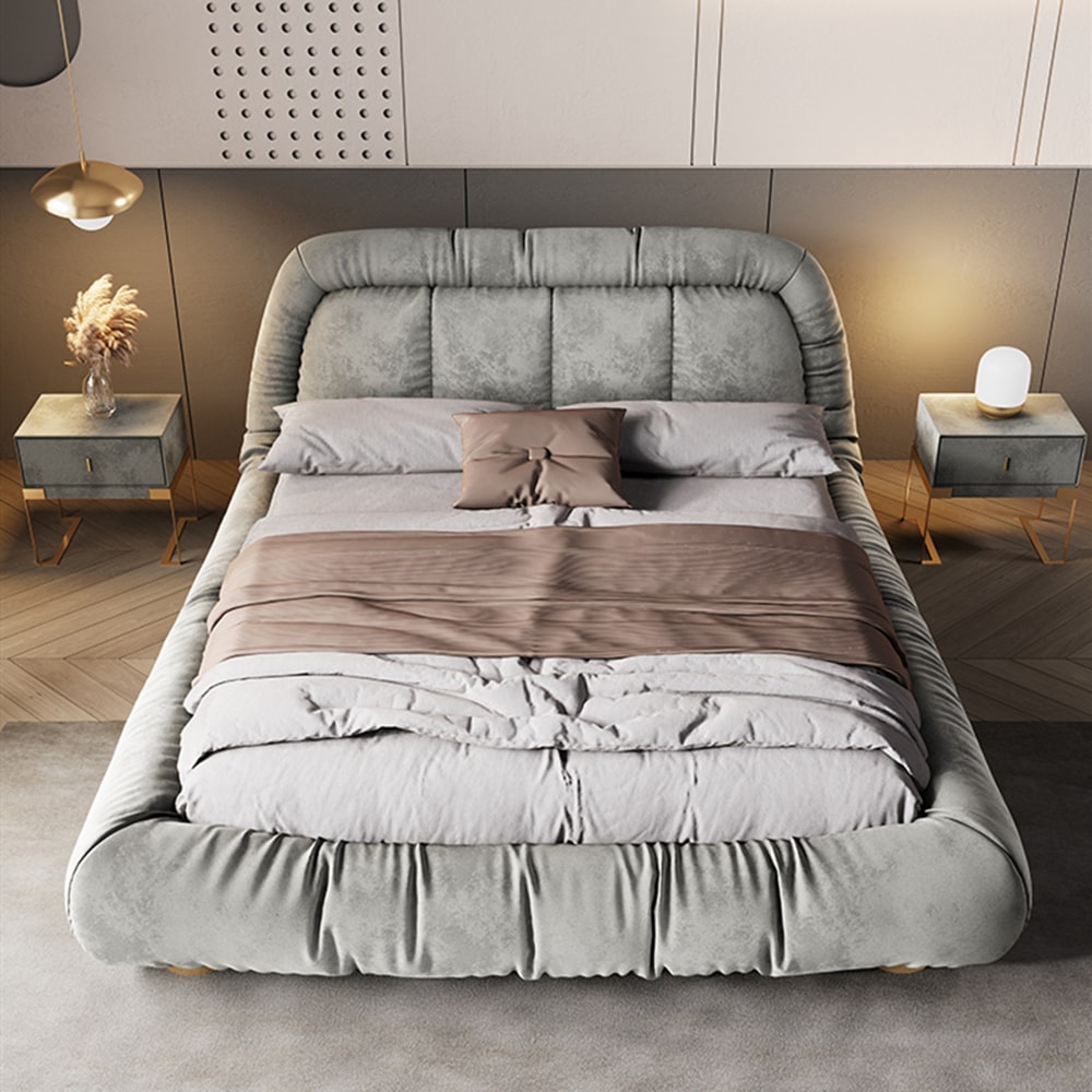 Bandit Suede Fabric Upholstered Modern Bed Frame– CASASPACE