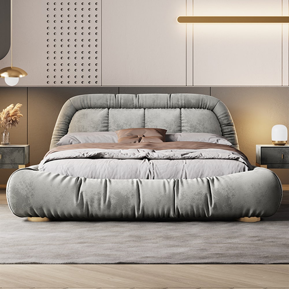 Bandit Suede Fabric Upholstered Modern Bed Frame– CASASPACE