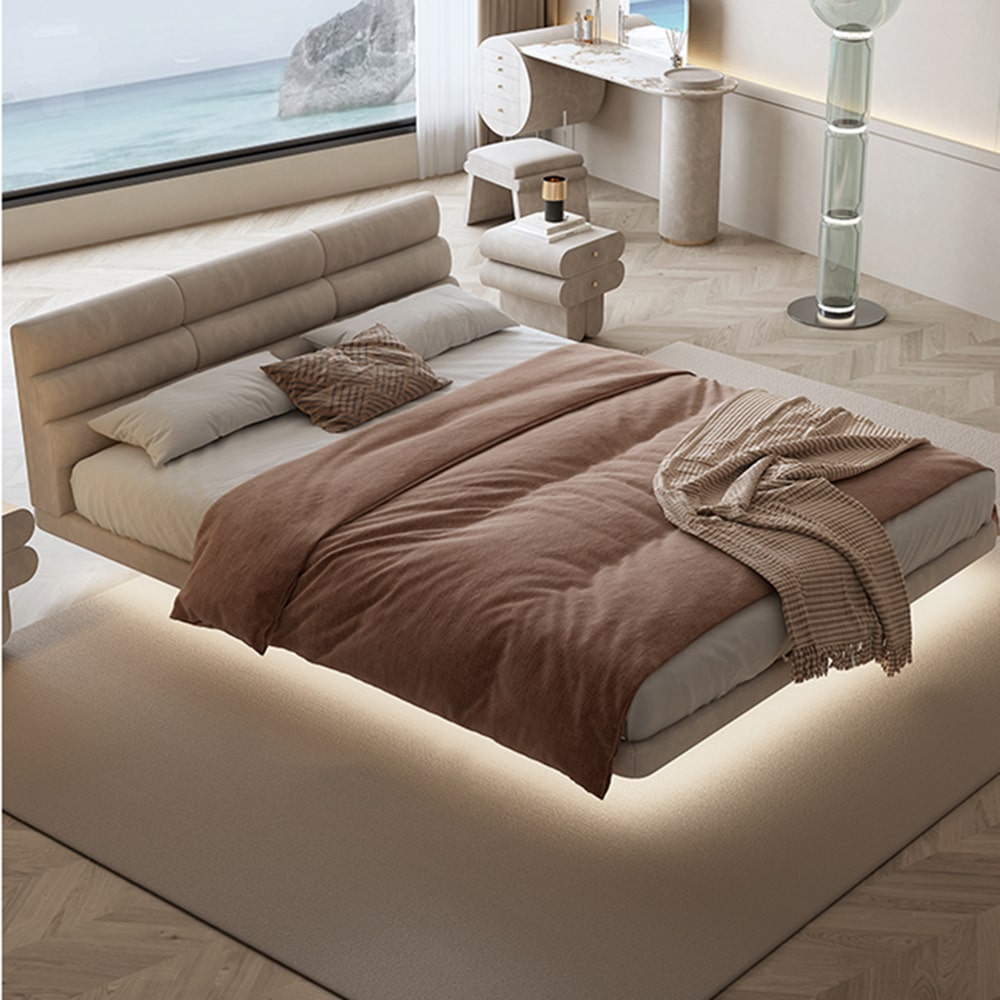Bardot Suede Fabric Modern Floating Bed Frame– CASASPACE