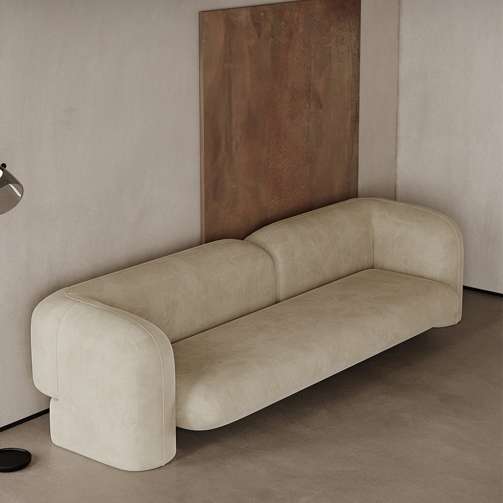Baylor Suede Fabric 3-Seater Sofa Round Arm Sofa– CASASPACE
