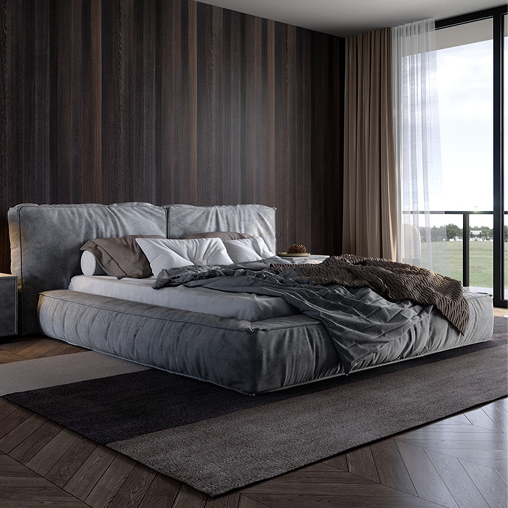 Behitha Suede Fabric Modern Simple Upholstered Bed Frame– CASASPACE