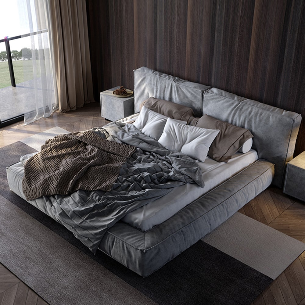 Behitha Suede Fabric Modern Simple Upholstered Bed Frame– CASASPACE