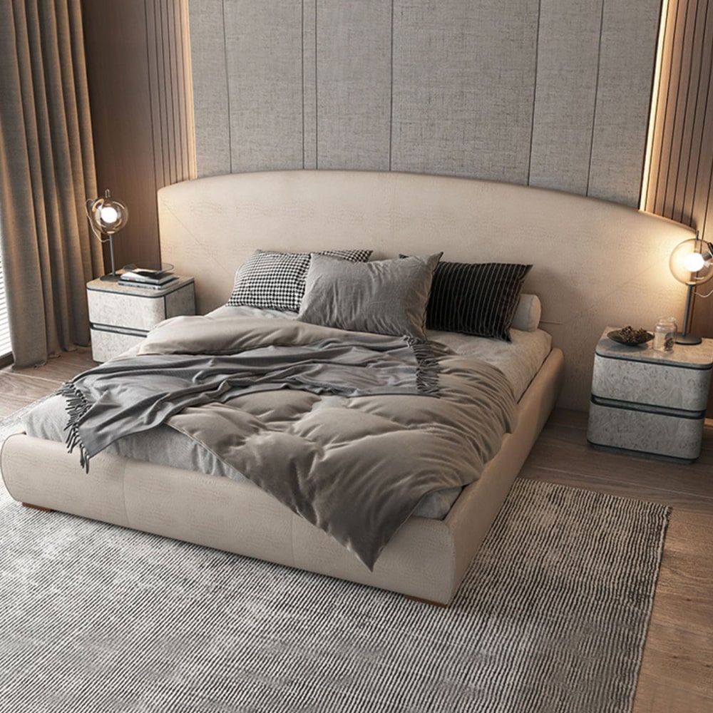 Bellamy Suede Fabric Wide Headboard Luxury Bed Frame– CASASPACE