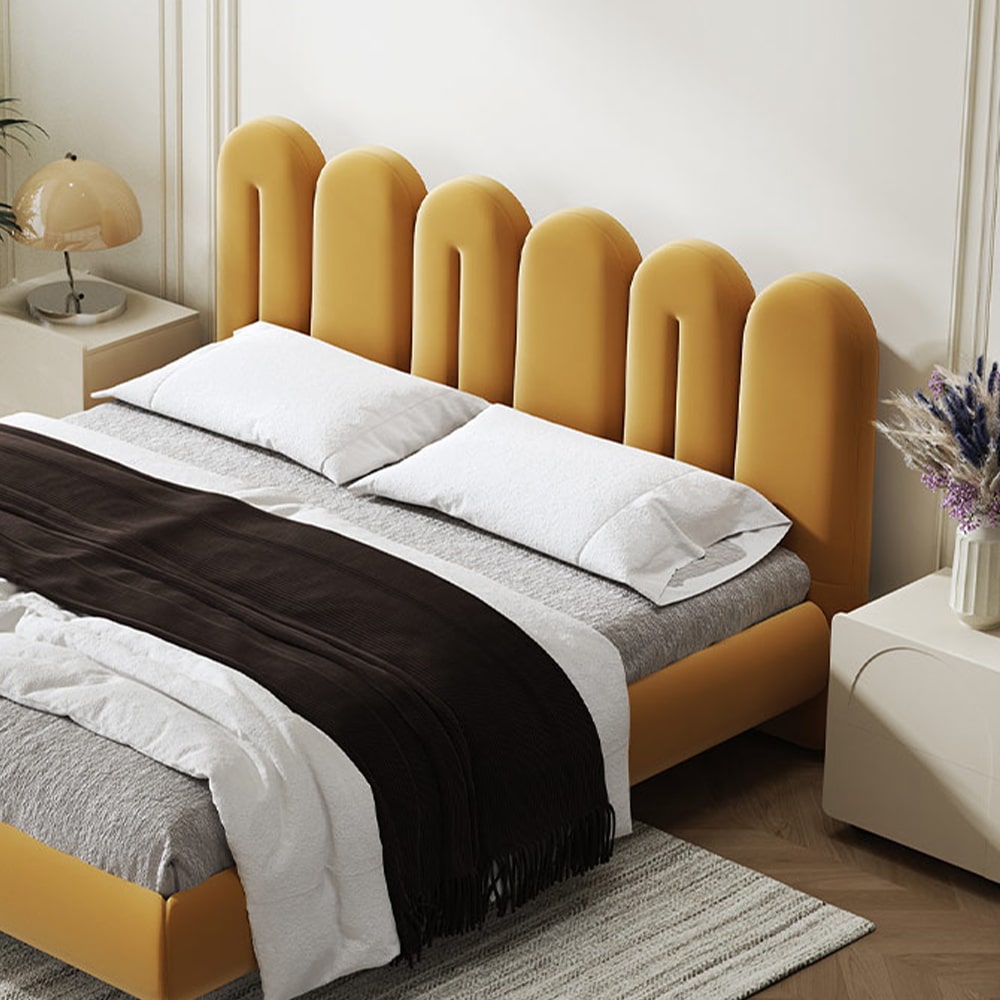 Benitez Velvet Modern Bed Frame with Acrylic Feet– CASASPACE