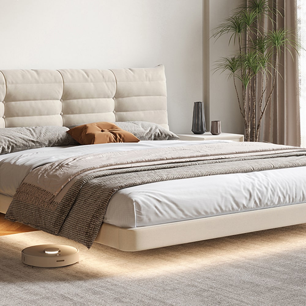 Billy Velvet Upholstered Floating Bed Frame– CASASPACE