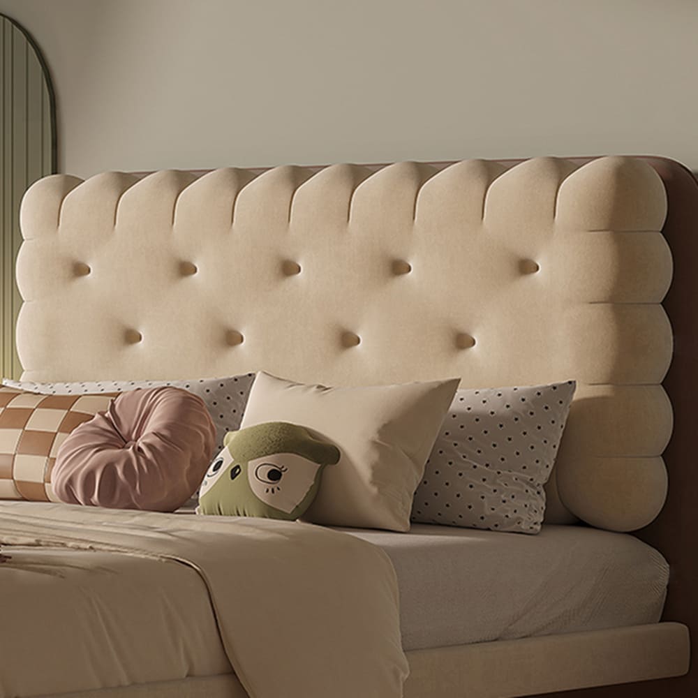Bliss Velvet Cookie Shaped Modern Upholstered Bed Frame– CASASPACE