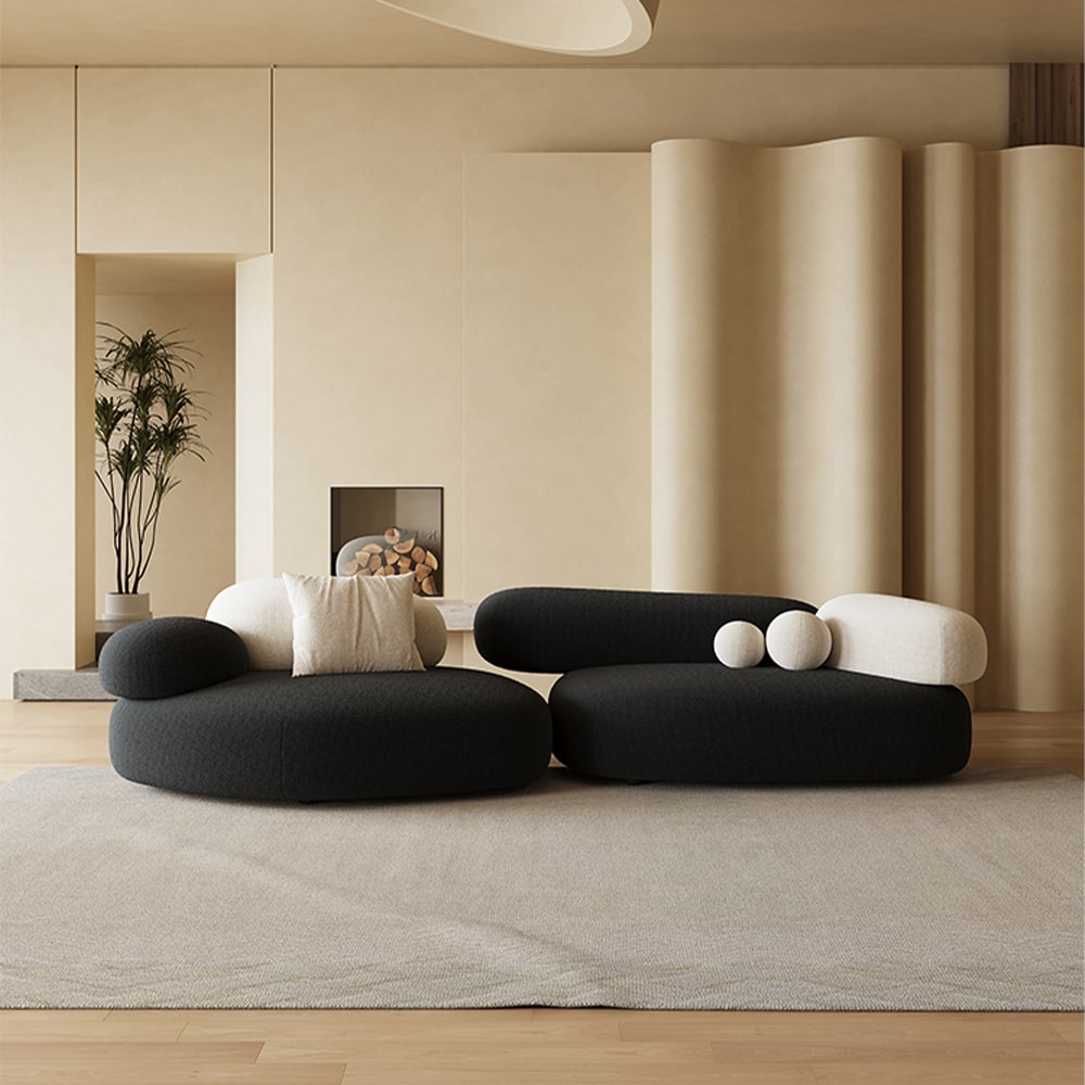 Bobby Modern Boucle Fabric Curved 2-Seater Sofa– CASASPACE