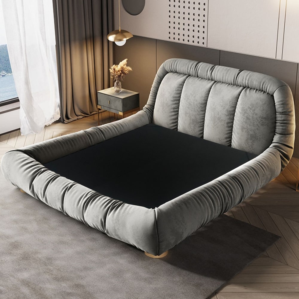 Bandit Suede Fabric Upholstered Modern Bed Frame– CASASPACE