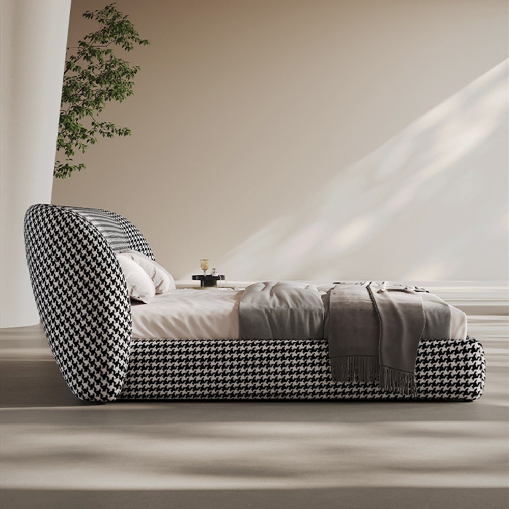 Everill Houndstooth Pattern Wide Headboard Luxury Bed Frame– CASASPACE