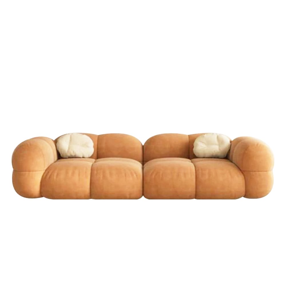 Caley Velvet Fabric Round Shaped 2 Modules Sofa Modern Arm Couch– CASASPACE