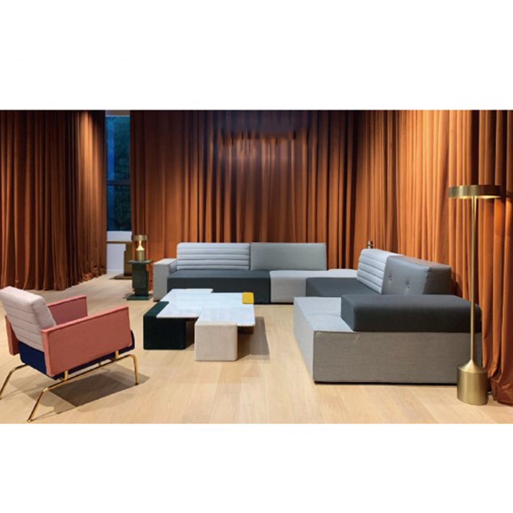 Camdyn Mixed Color Suede Fabric Cube Modern 3-Seater Sofa– CASASPACE