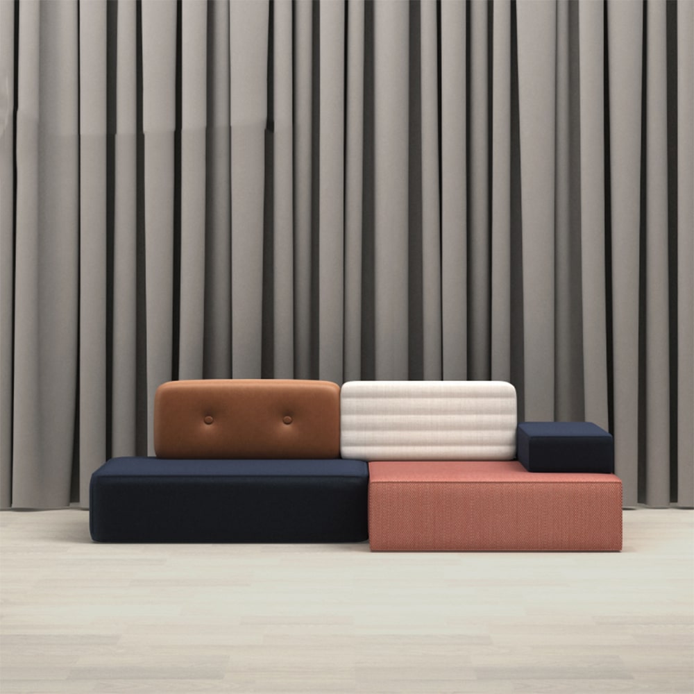 Camdyn Mixed Color Suede Fabric Cube Modern 3-Seater Sofa– CASASPACE