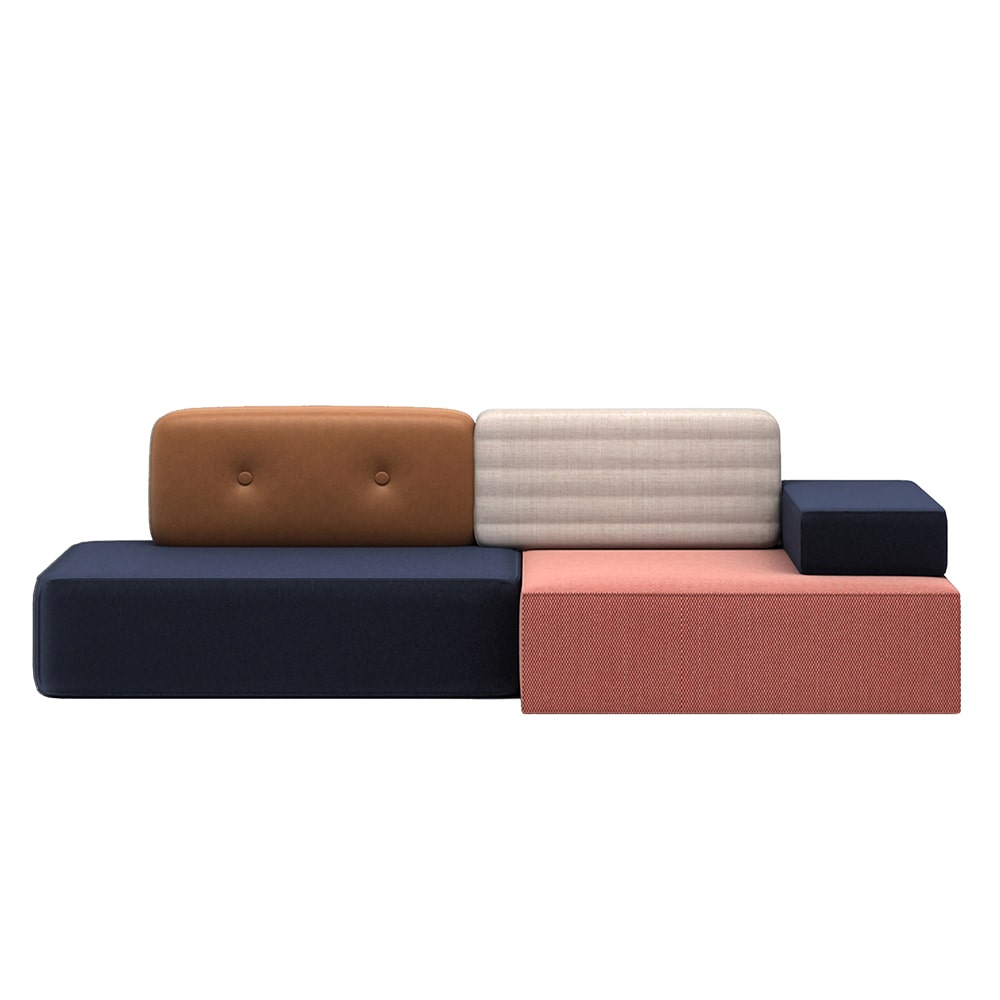 Camdyn Mixed Color Suede Fabric Cube Modern 3-Seater Sofa– CASASPACE