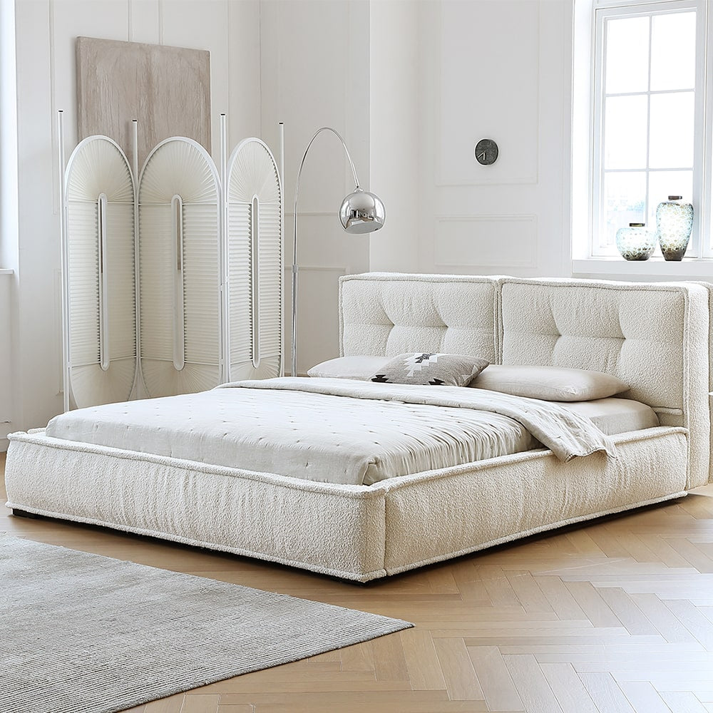 Dacre Boucle Minimalist Simple Bed Frame– CASASPACE