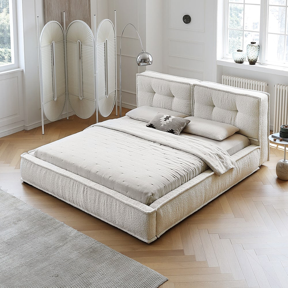 Dacre Boucle Minimalist Simple Bed Frame– CASASPACE