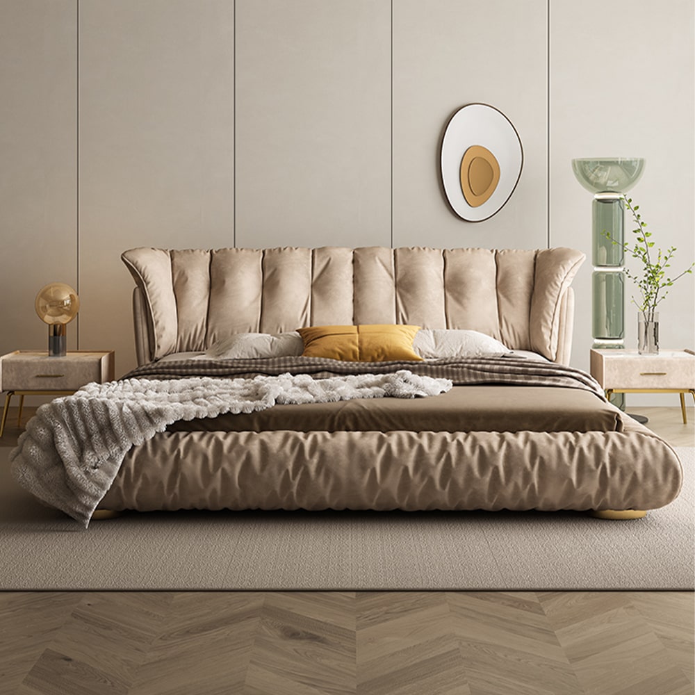Davenport Suede Fabric Luxury Upholstered Headboard Bed Frame/Bedside ...