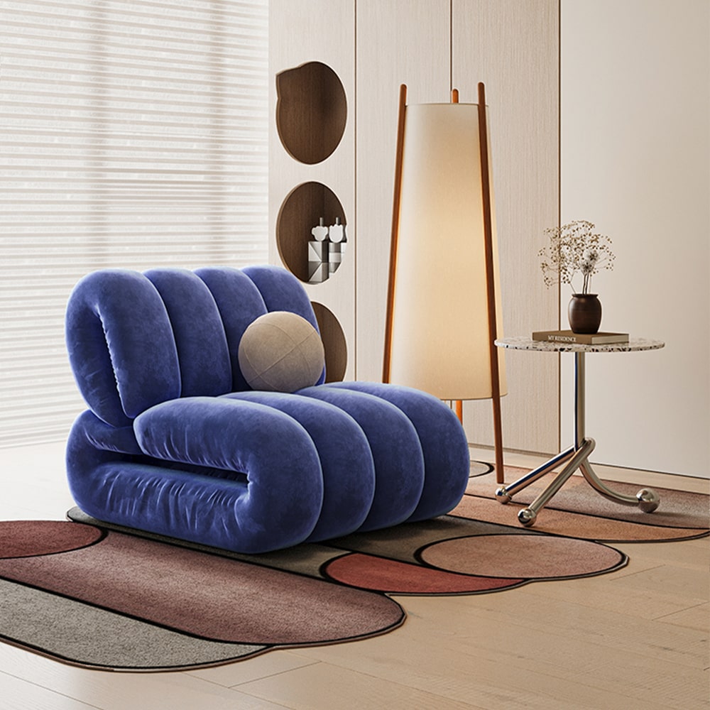 Derya Velvet Modern Armless Sofa Chair 1-Seater Floor Lounge Chair ...