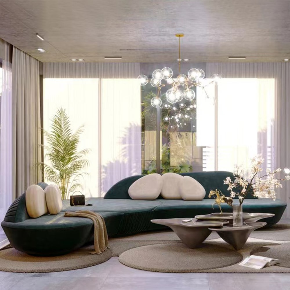 Elan Matte Technical Cloth Sectional Sofa with Pillows L-shaped Couch ...