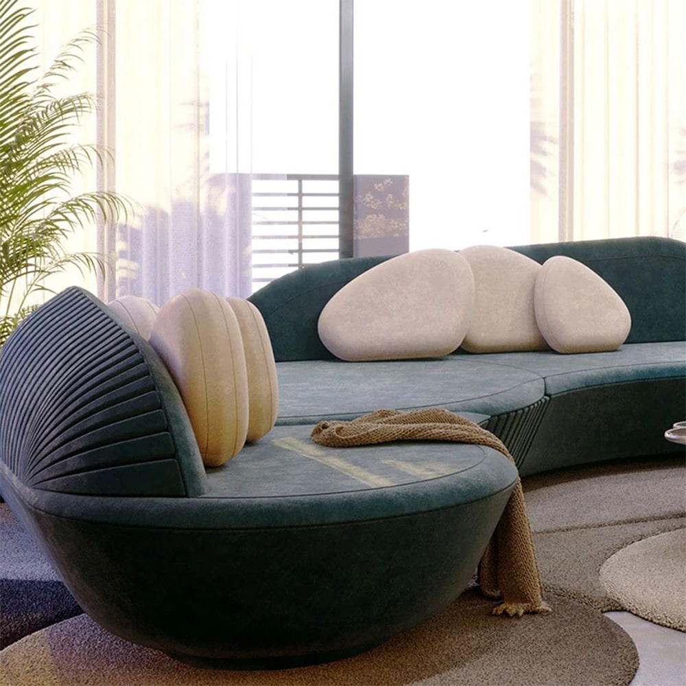 Elan Matte Technical Cloth Sectional Sofa with Pillows L-shaped Couch ...