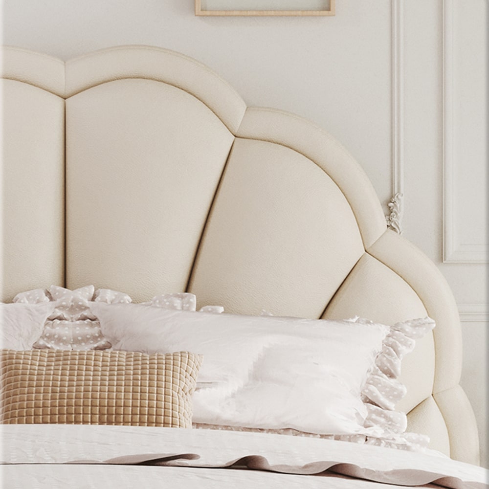 Figueroa Suede Fabric Flower Shaped Headboard Modern Bed Frame– CASASPACE