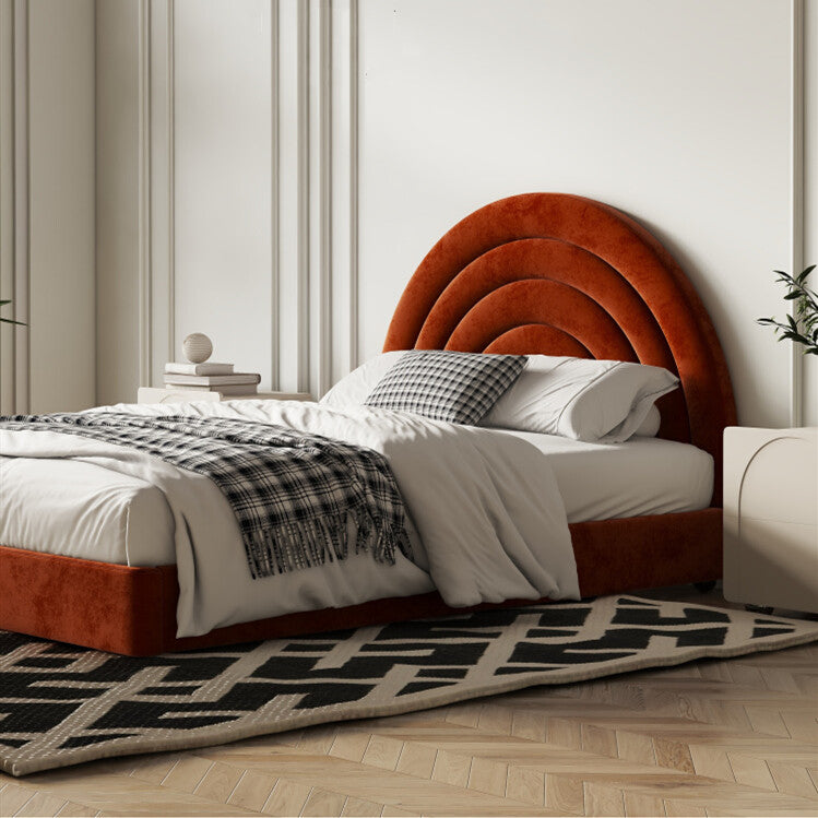 Hartley Velvet Fabric Rainbow Circle Round Shaped Headboard Bed Frame ...