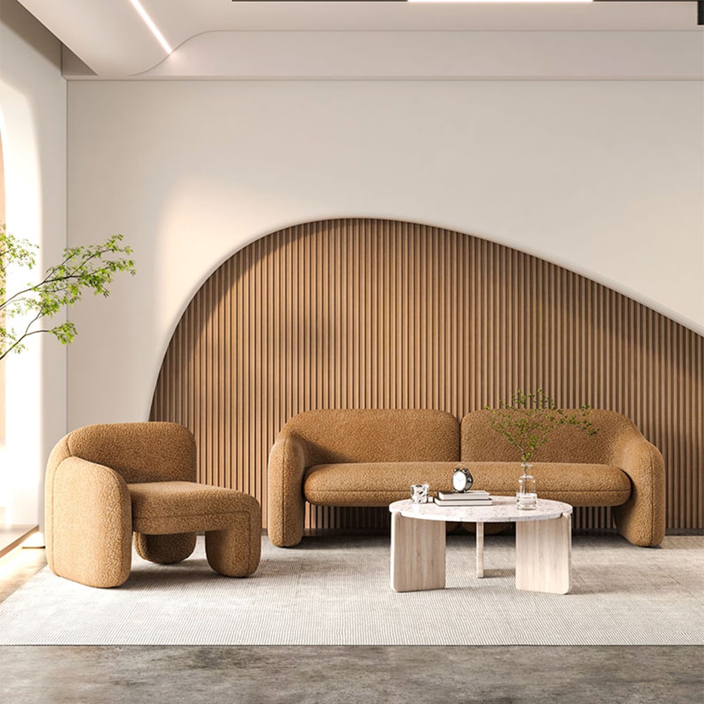 Maura Boucle Modern Curved 3-Seater Sofa– CASASPACE