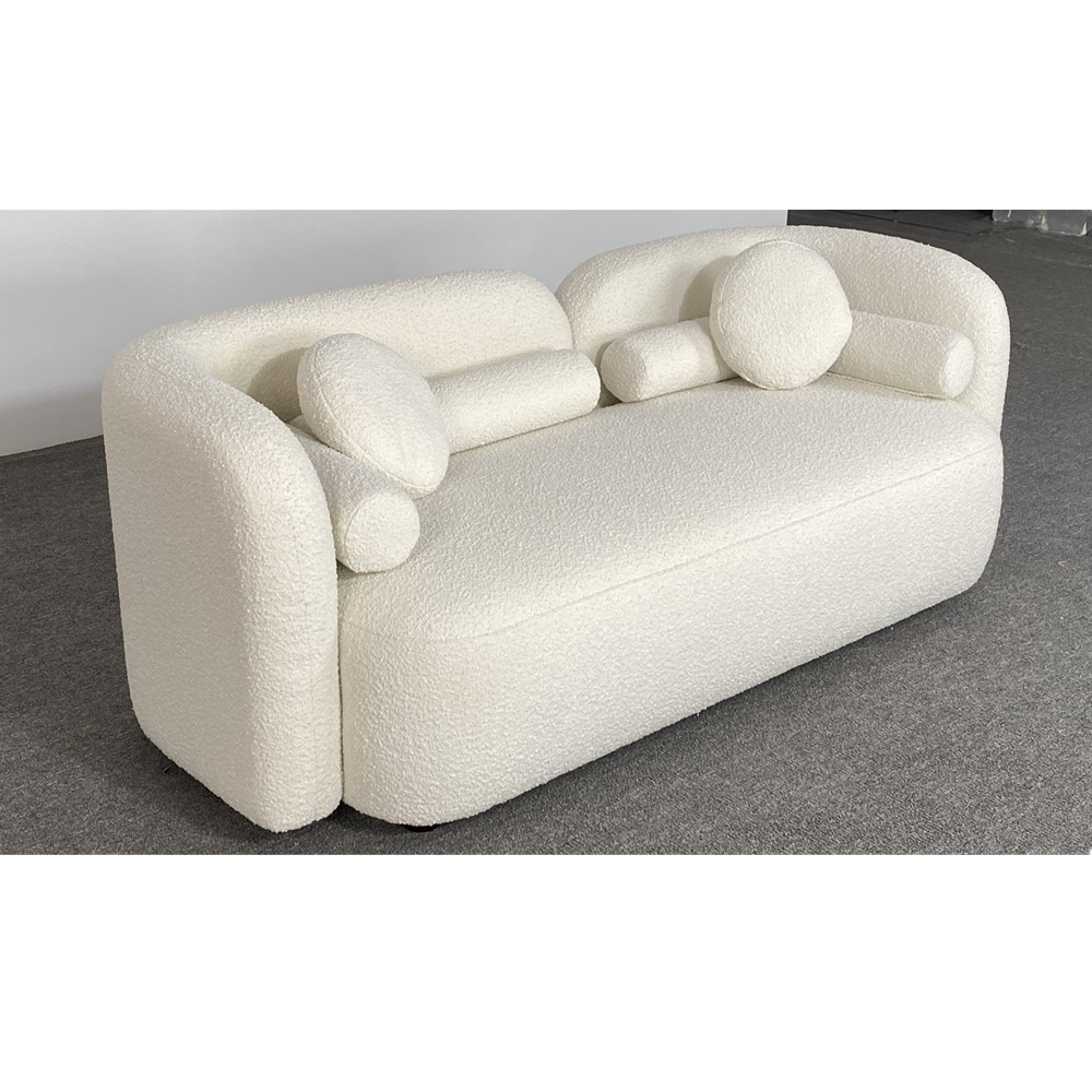 Joyce Boucle Round Shaped Upholstery 3-Seater Arm Sofa– CASASPACE