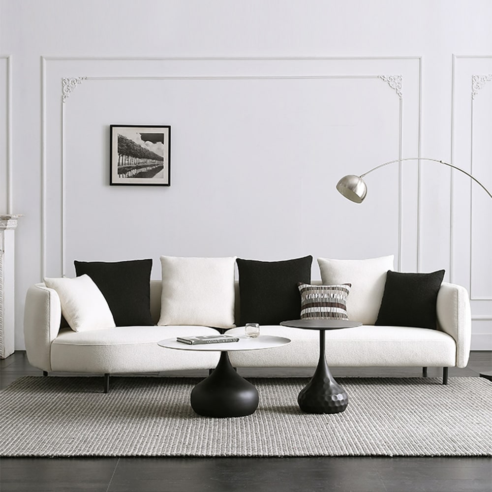 Tino Round Shaped Boucle Corner Sofa 4-Seater Sectional Couch with Pil ...