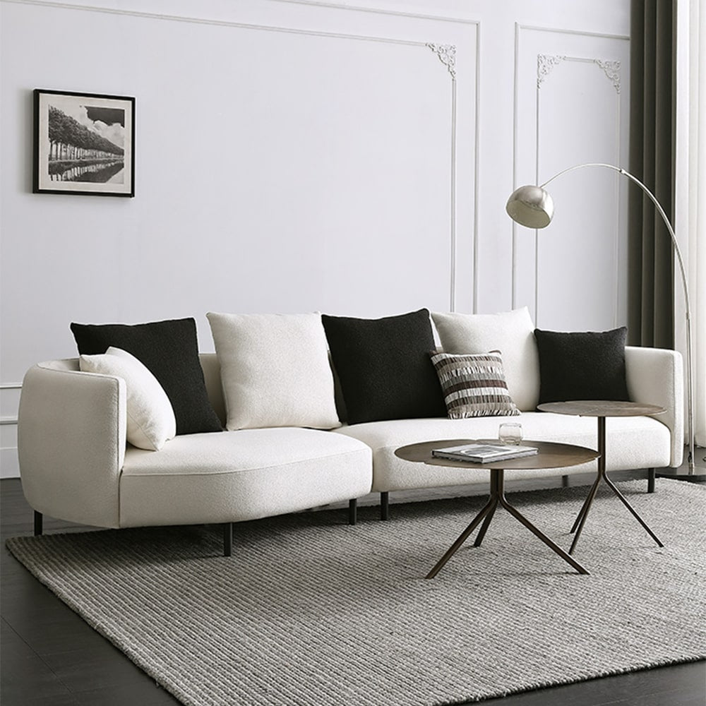 Tino Round Shaped Boucle Corner Sofa 4-Seater Sectional Couch with Pil ...