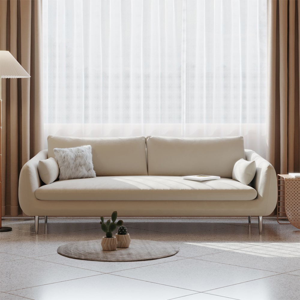 Bailee Velvet Fabric 3-Seater Arm Sofa– CASASPACE